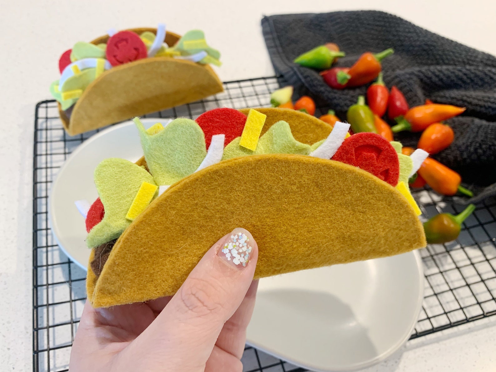 Mexican Pretend Play Food, Felt Food Play Tacos, Enchiladas and Nachos ...