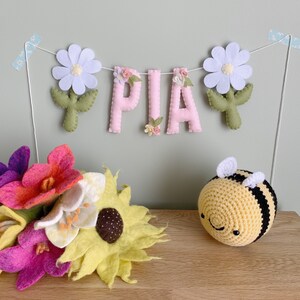 Custom Felt Flower Name Decoration Banner, Felt Garland, Baby Nursery ...