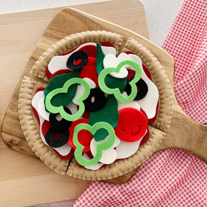 Felt Food Pizza Set, Pretend Play Food, Play Kitchen, Play House ...