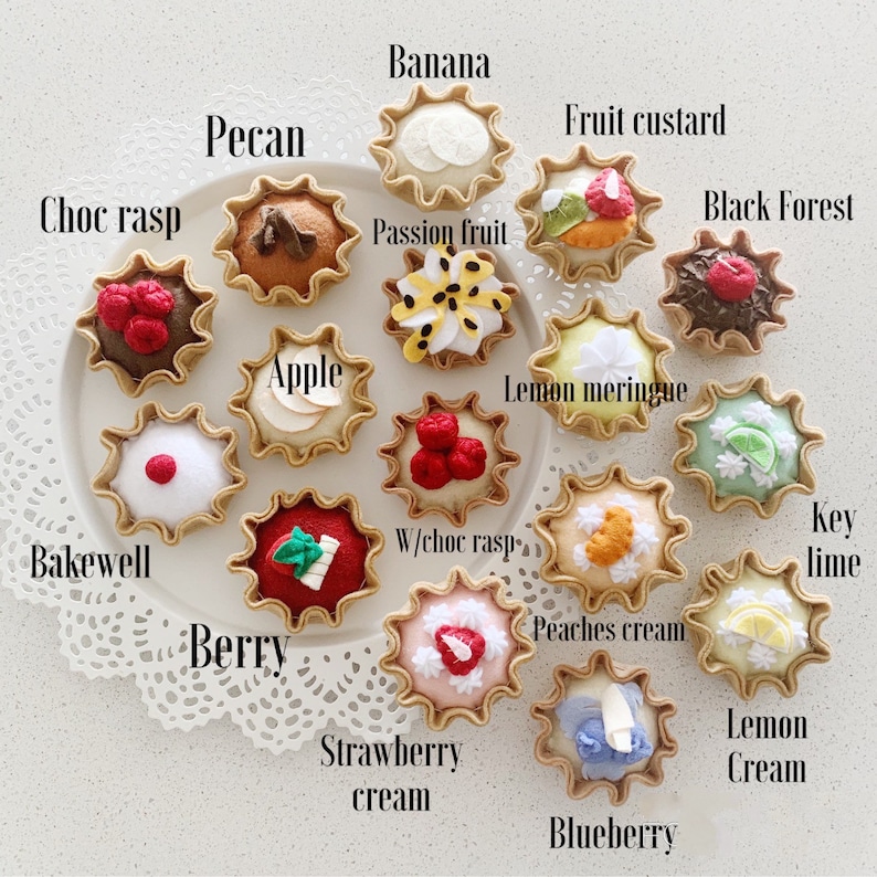 Felt Food Cakes, Pretend Play Tea Party Tarts, Play Kitchen, Play House ...