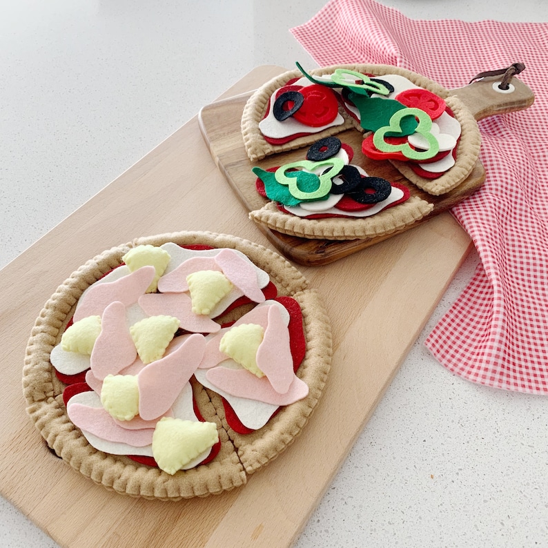 Felt Food Pizza Set, Pretend Play Food, Play Kitchen, Play House ...