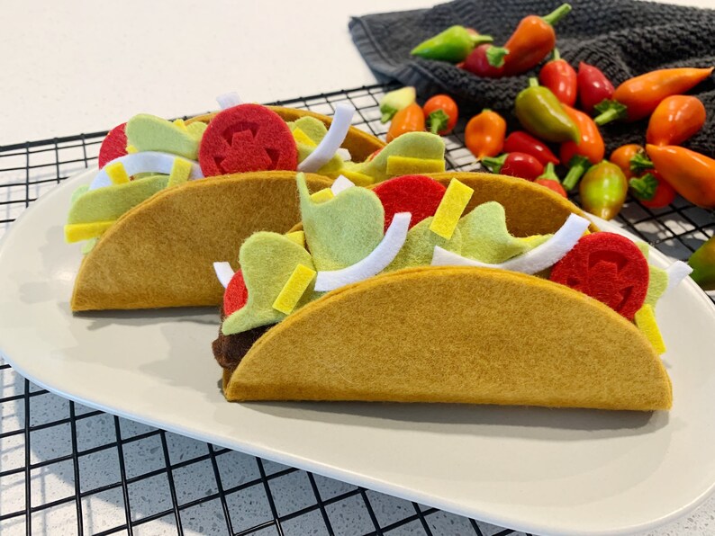 Mexican Pretend Play Food, Felt Food Play Tacos, Enchiladas and Nachos ...