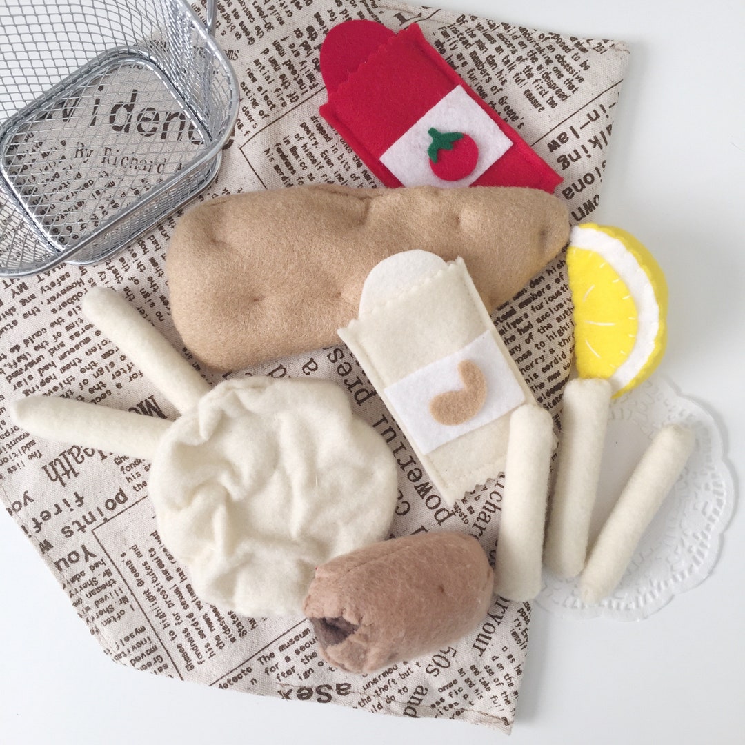 Felt Food Fish and Chips, Pretend Play Food, Play Kitchen, Play Shop ...