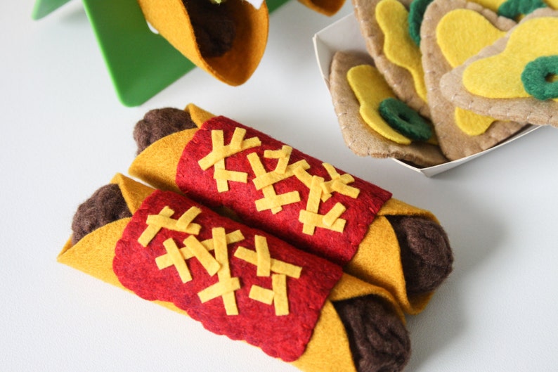 Mexican Pretend Play Food, Felt Food Play Tacos, Enchiladas and Nachos ...