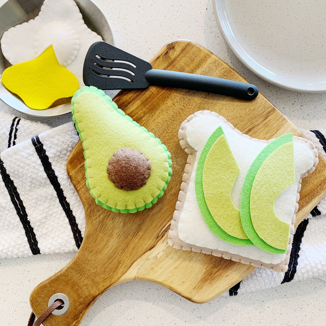 Felt Food Avocado, Felt Fruit, Play Food Avocado on Toast, Felt Food ...