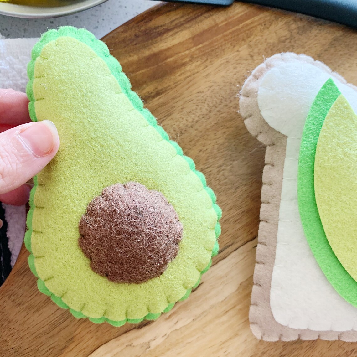 Felt Food Avocado, Felt Fruit, Play Food Avocado on Toast, Felt Food ...