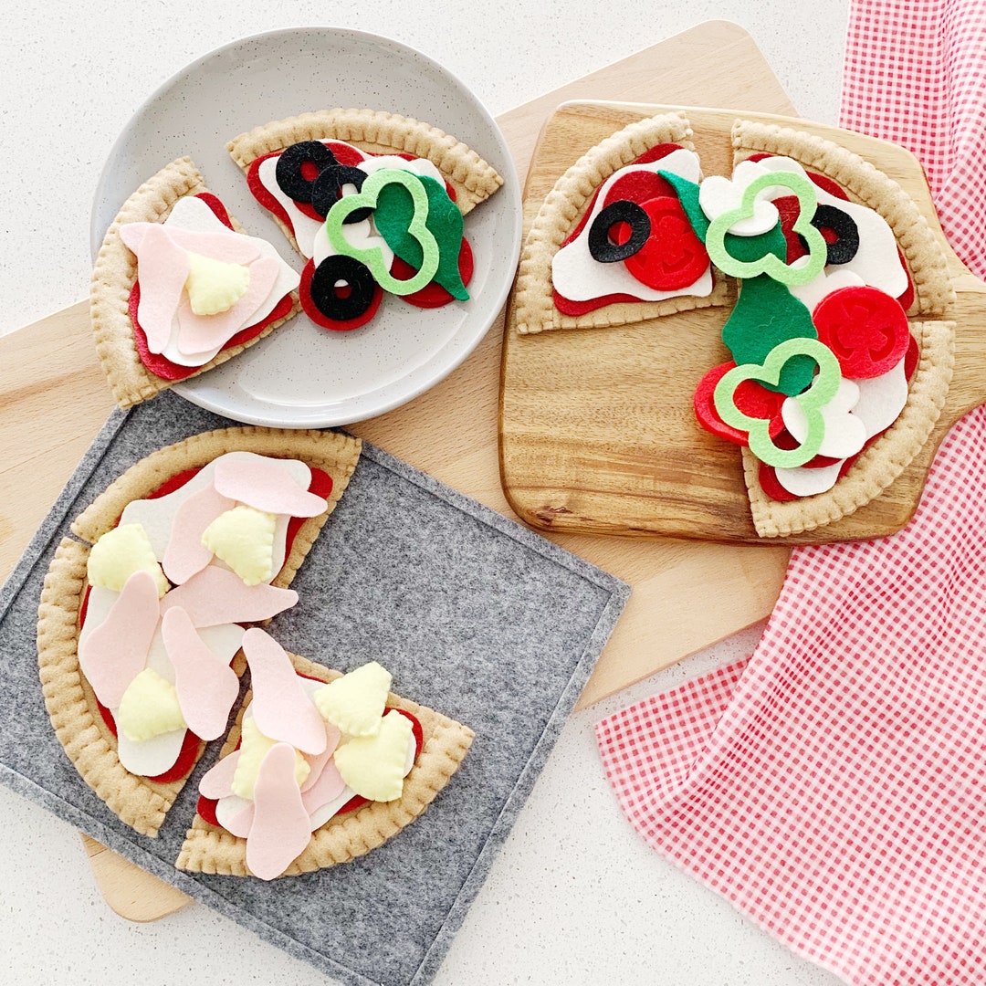 Felt Food Pizza Set, Pretend Play Food, Play Kitchen, Play House ...