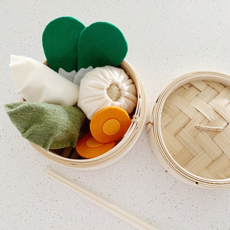 Felt Food Dumplings and Steam Basket Set Pretend Play Play | Etsy