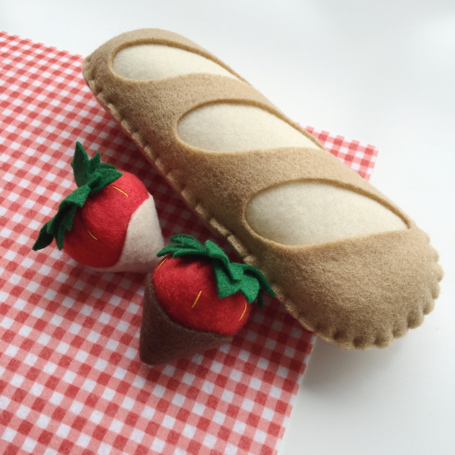 Felt Food Strawberries, Pretend Play Chocolate Strawberries, Lifelike ...