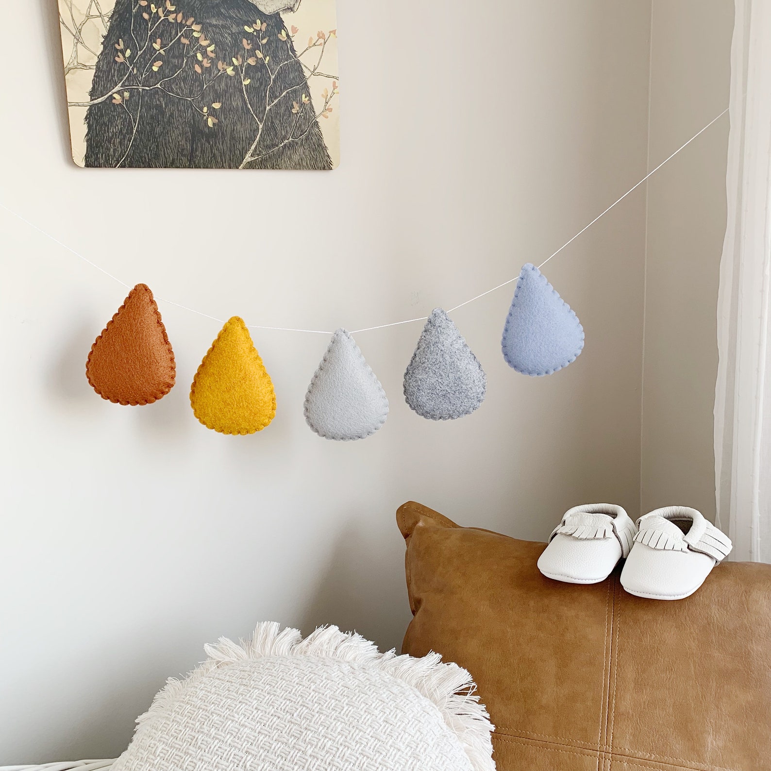 Felt Raindrop Garland Giant Raindrops Nursery Decor Gender | Etsy Australia