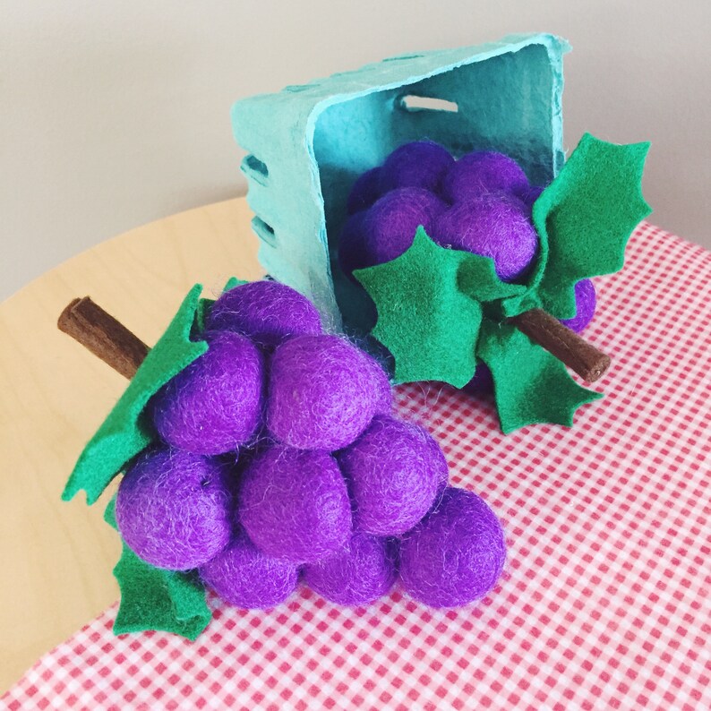 Felt Play Food Grapes, Play Kitchen, Play Shop, Purple Grapes, Bunch of ...