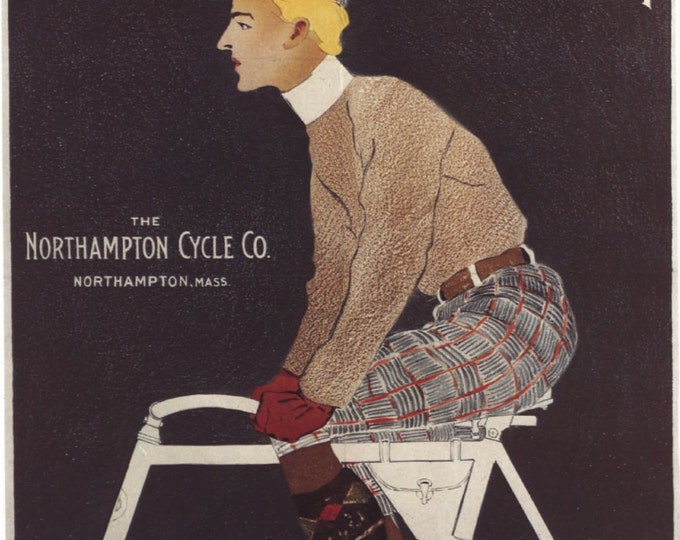 Vintage Poster Man on Bike the Northampton Advertising Home Decor Wall ...