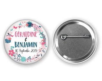 Button Badge for Weddig With Names and Date of the Wedding | Etsy