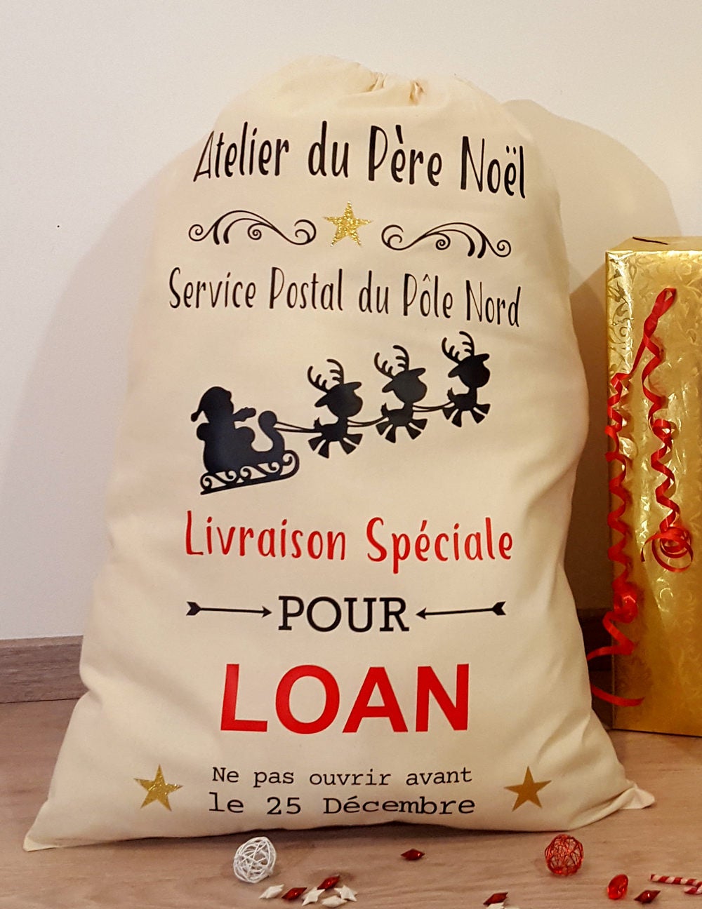 Personalized Santa Claus sack Model Santa's sleigh | Etsy