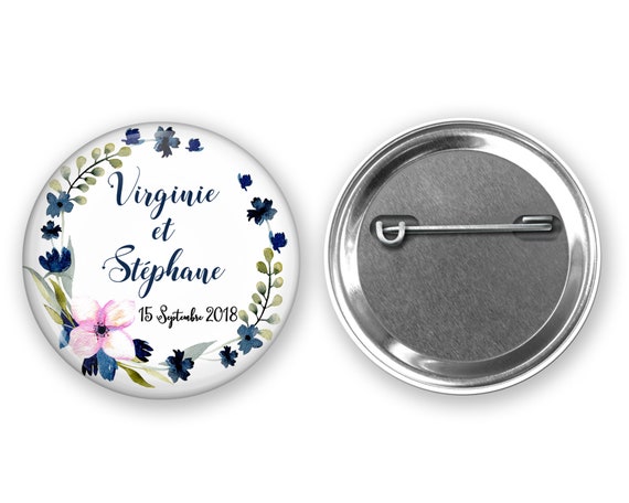 Button Badge for Weddig With Names and Date of the Wedding | Etsy