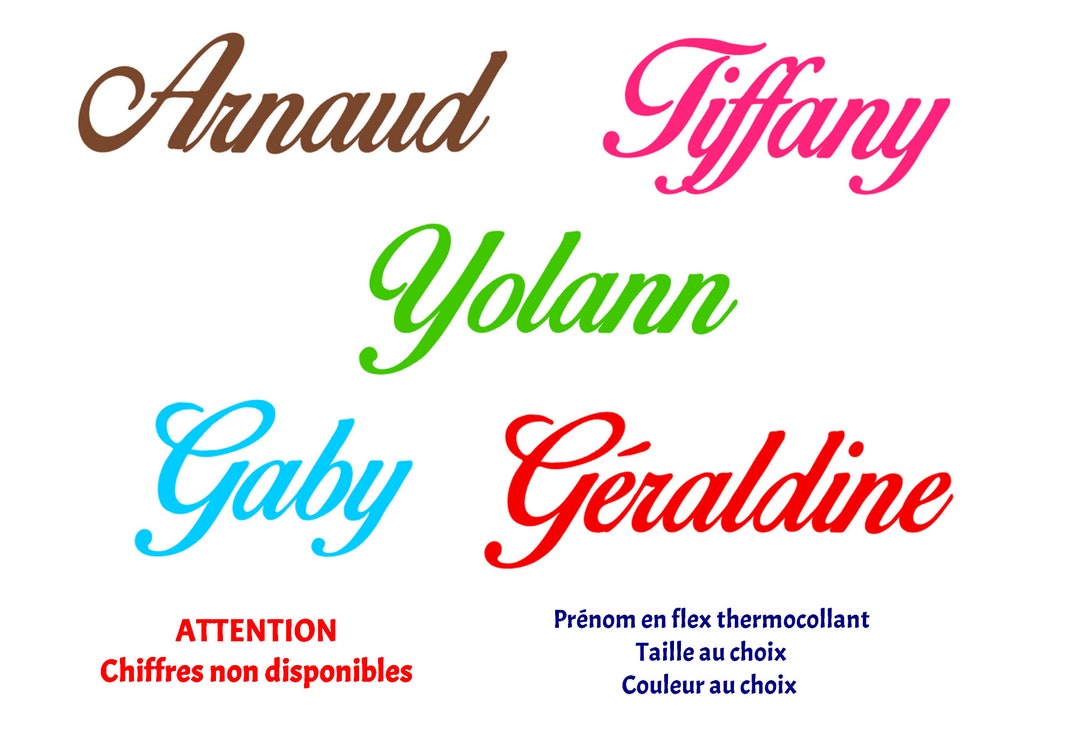 Iron on Personalized Firt Name Font 16 - Color and Size of Your Choice ...