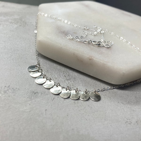 Silver Disc Necklace - Etsy