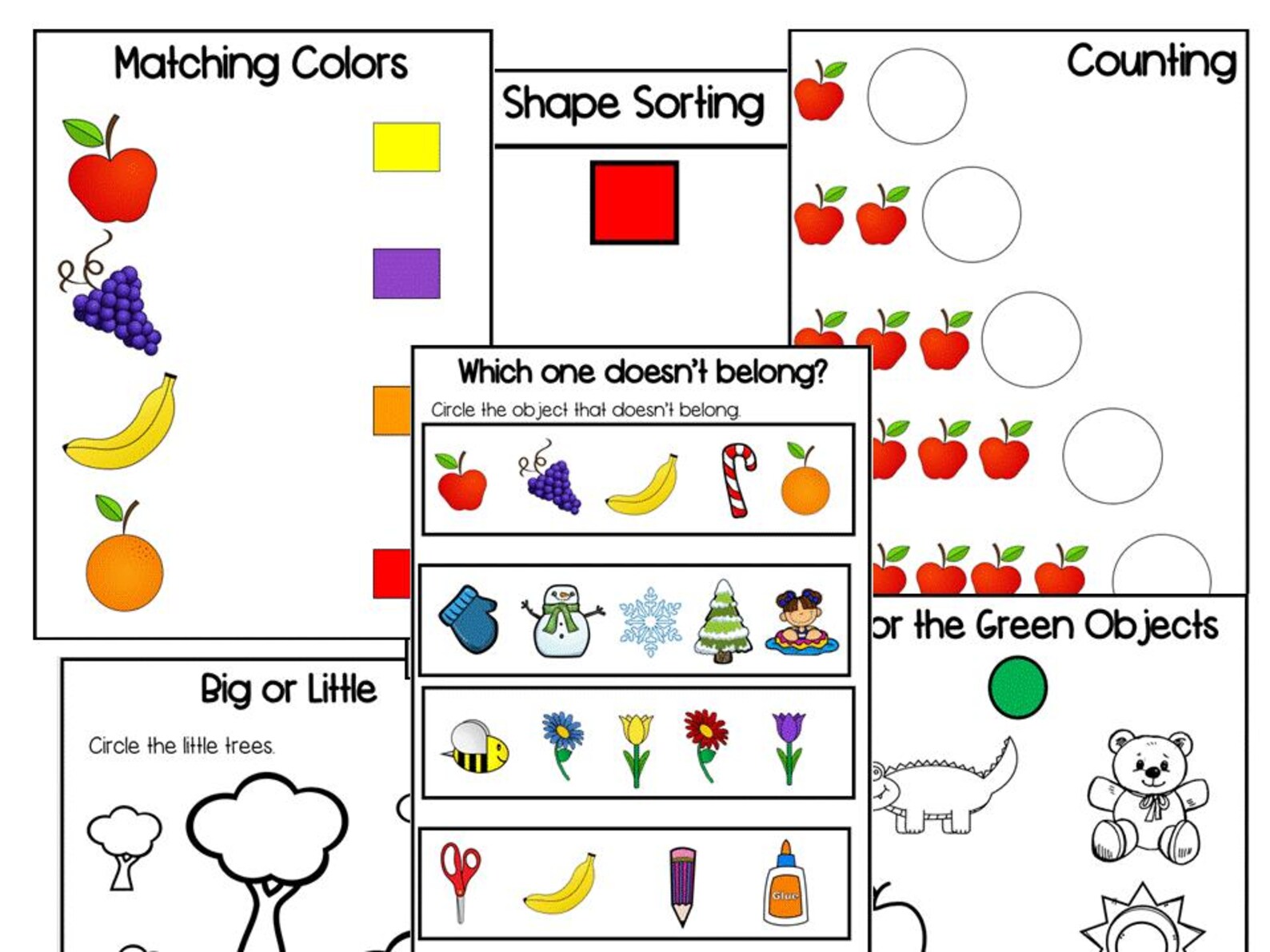 Preschool Activities: Preschool Practice Worksheets - Etsy