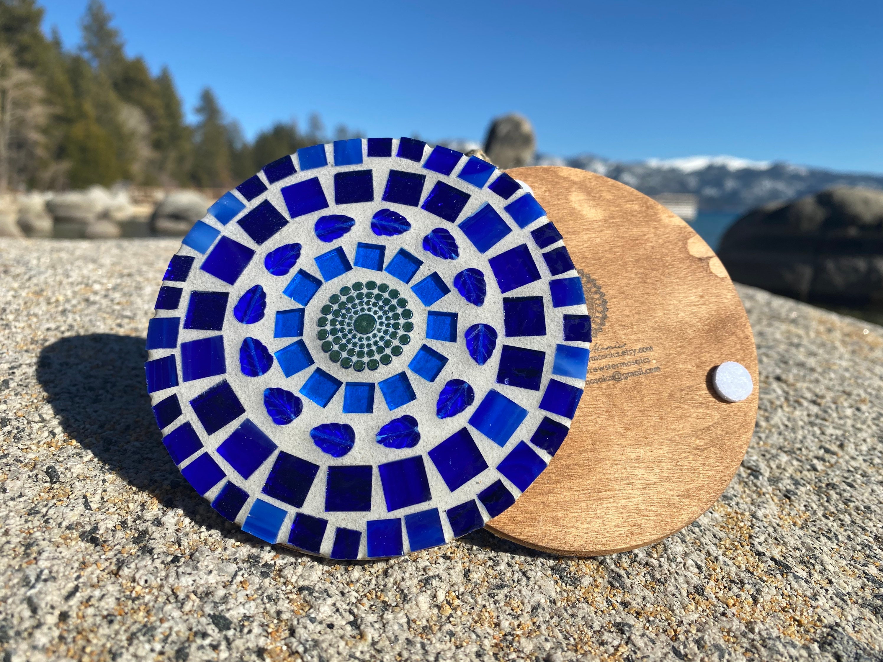 Shimmering Blue Mosaic Coasters// Tile Coasters // Mosaic Art | Etsy