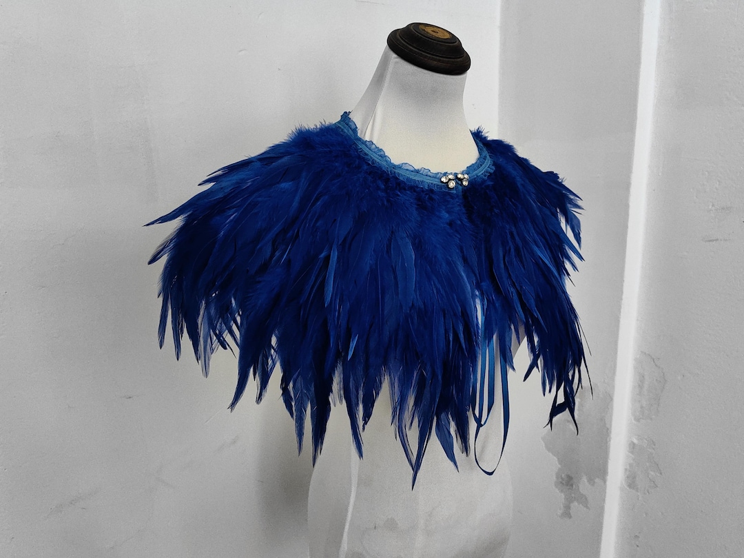 Royal Blue Feathers SHAWL Shrug Shoulders Feathers Cape Halloween ...