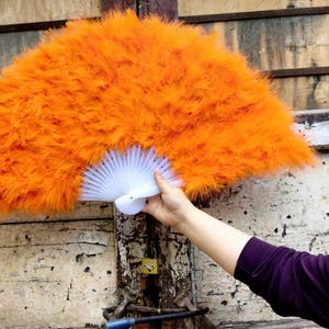 14*24inch Peacock White Large Feather Fan Burlesque Dance Feather Fan ...