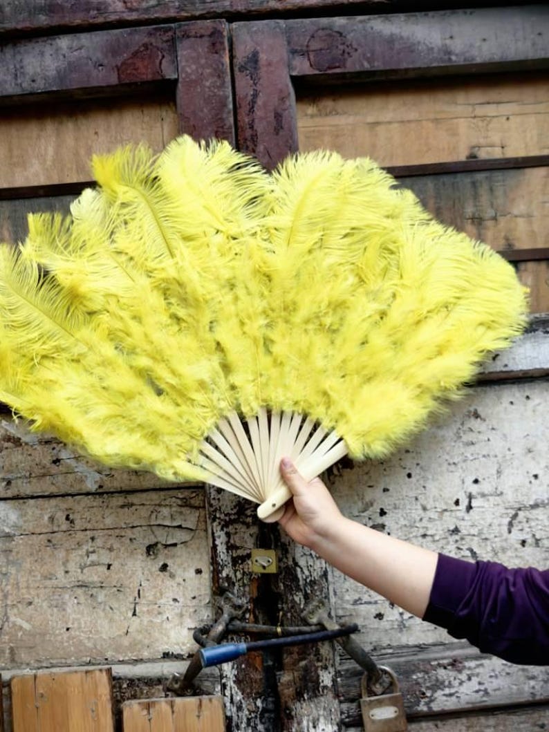 14*24inch Peacock White Large Feather Fan Burlesque Dance Feather Fan ...