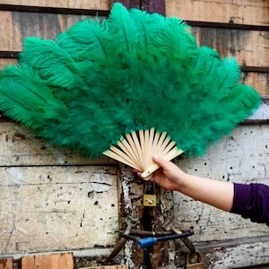 14*24inch Peacock White Large Feather Fan Burlesque Dance Feather Fan ...