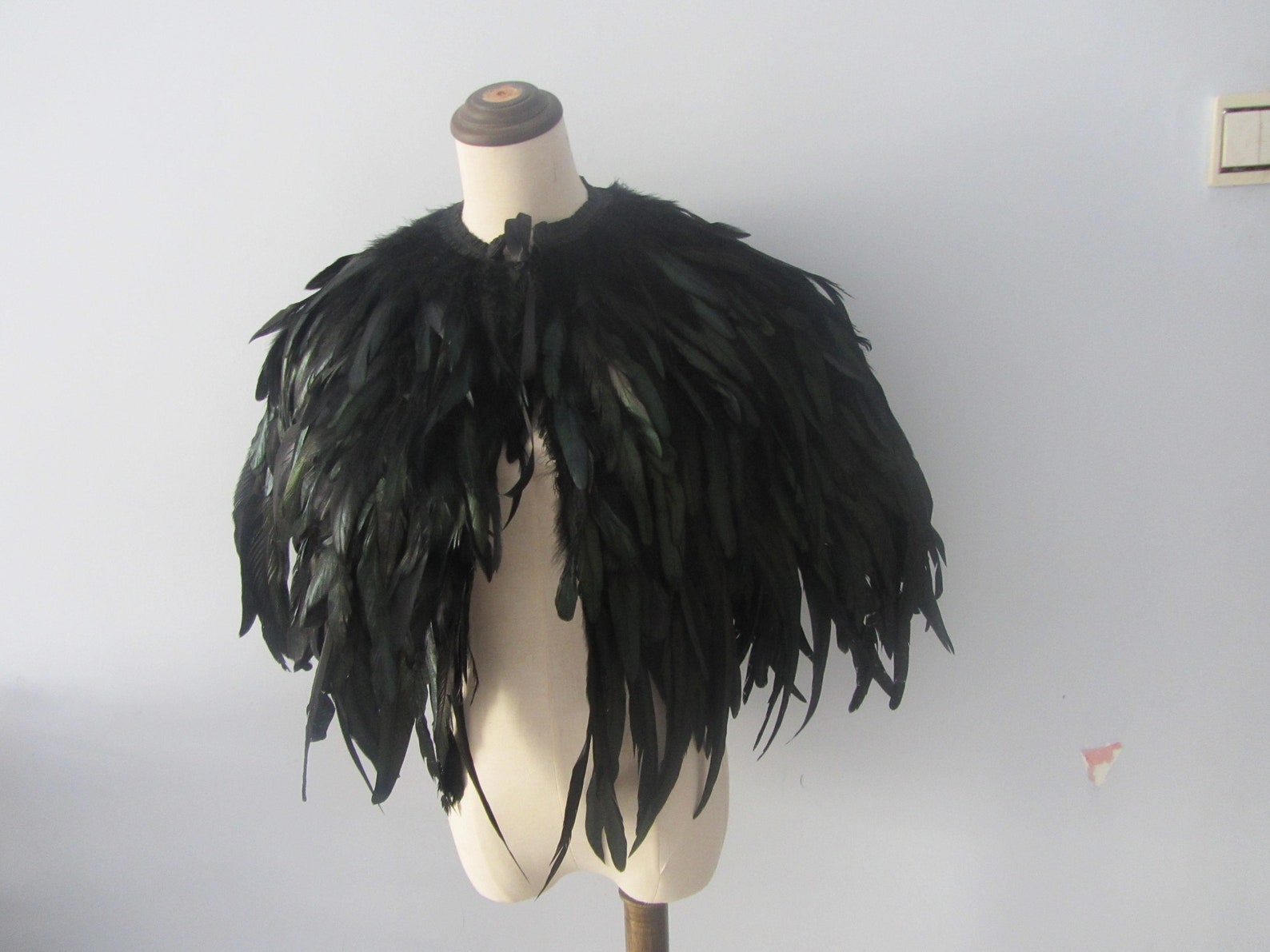 Black Feathers SHAWL Shrug Shoulders Feathers Cape Halloween | Etsy