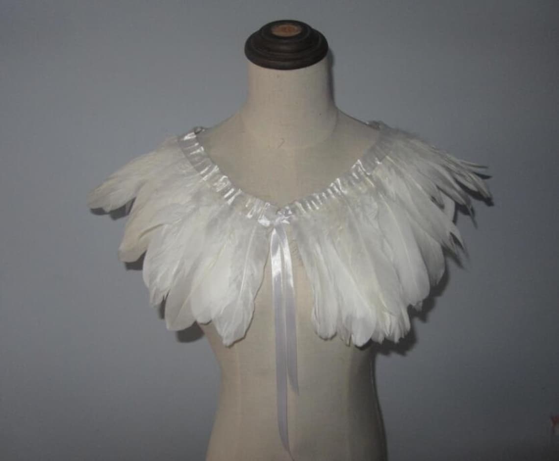 White feathers SHAWL Shrug Shoulders Feathers cape Halloween | Etsy