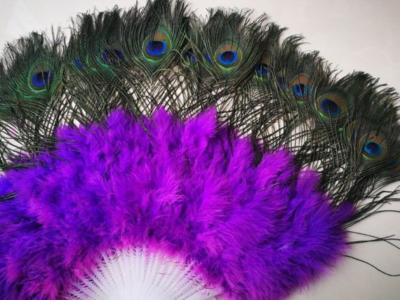 3875cm Purple Peacock Large Feather Fan Burlesque Dance | Etsy