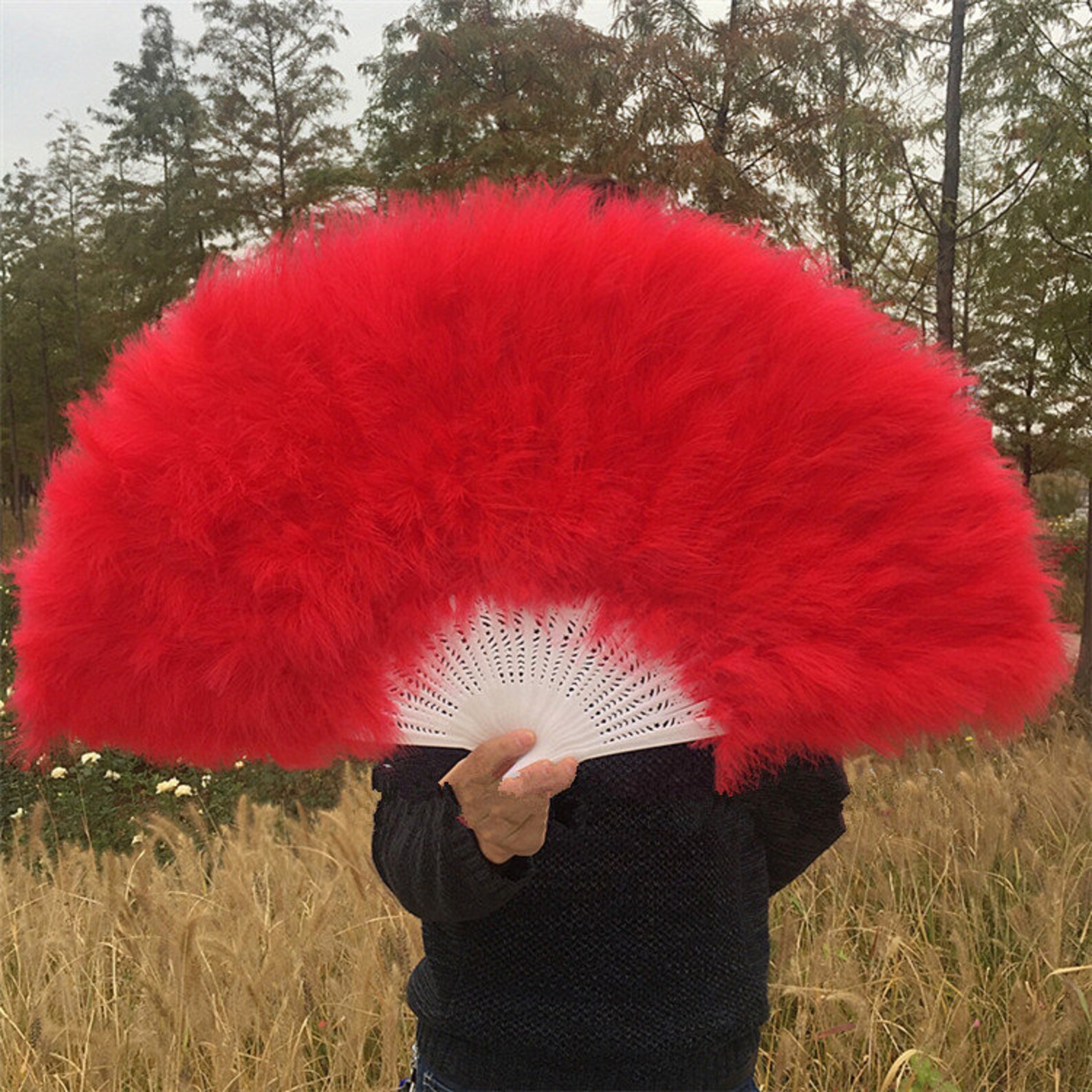 1632inch Red Large Feather Fan Burlesque Dance Feather Fan - Etsy