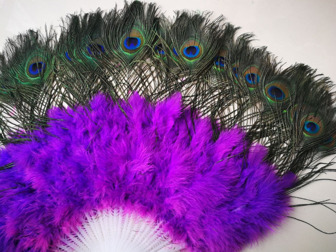 3875cm Purple Peacock Large Feather Fan Burlesque Dance - Etsy