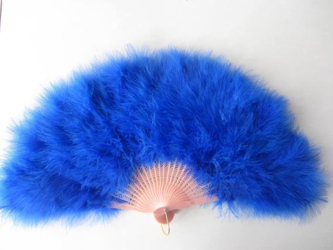 30*50cm Royal Blue Feather Fan Burlesque Dance Feather Fan Bridal ...