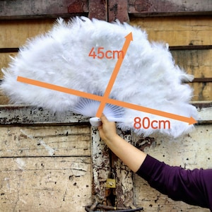 14*24inch Peacock White Large Feather Fan Burlesque Dance Feather Fan Bridal Bouquet - Etsy
