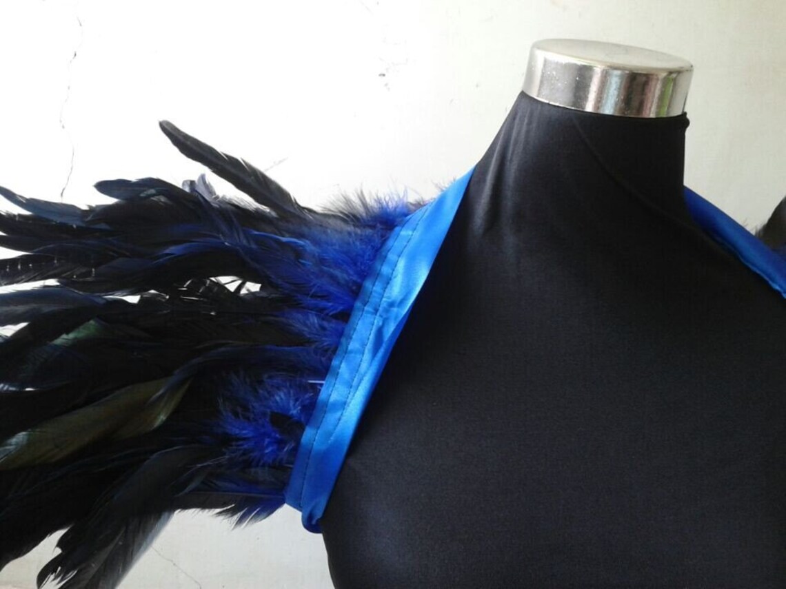 Royal Blue Feathers Shall Shrug Shoulders Feathers Cape - Etsy