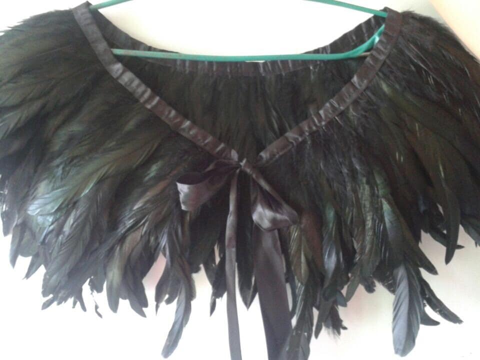 Black Feathers SHAWL Shrug Shoulders Feathers Cape Halloween - Etsy