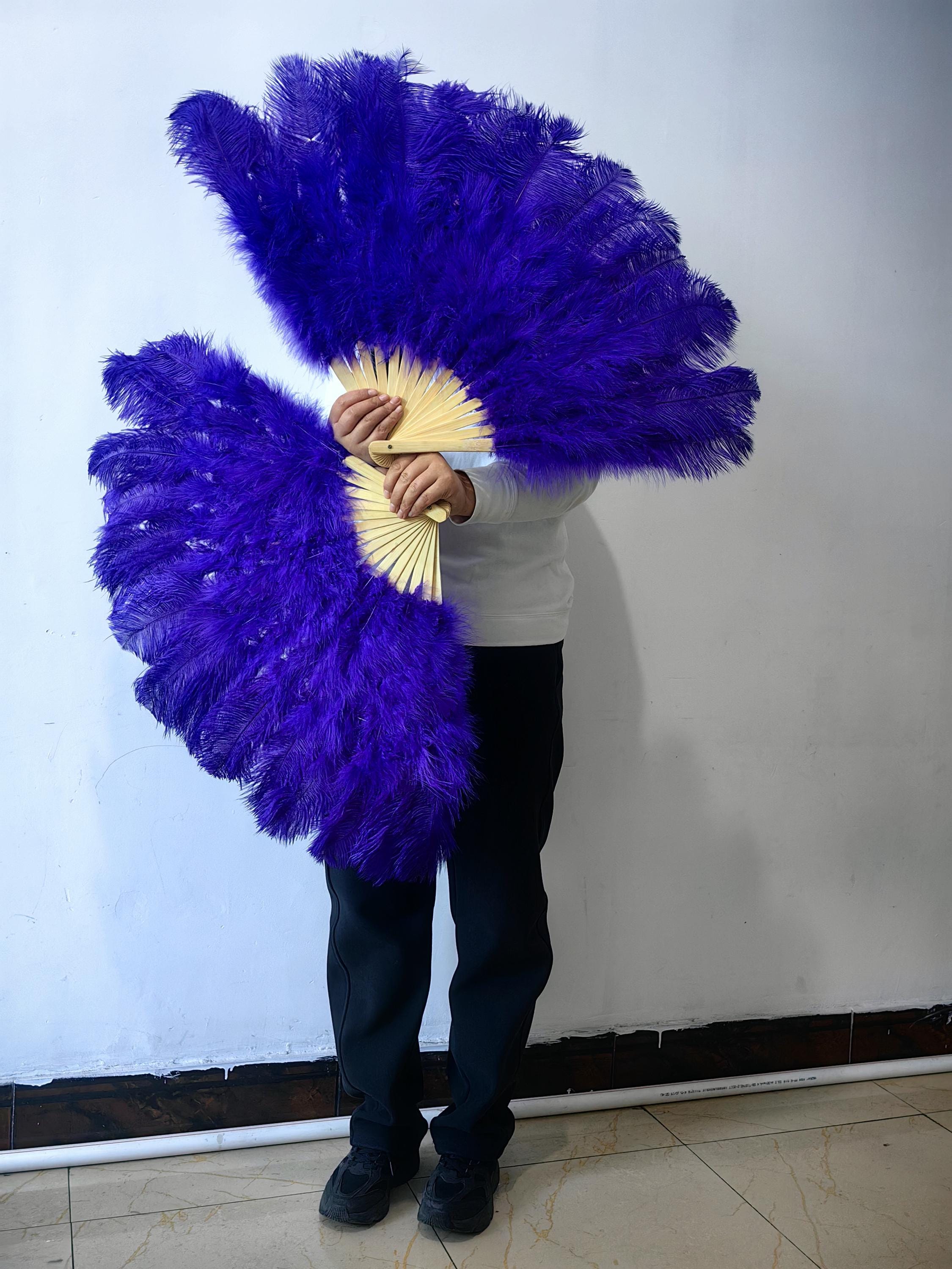 90x50cm White Large Ostirch Feather Fan Burlesque Dance Feather Fan ...