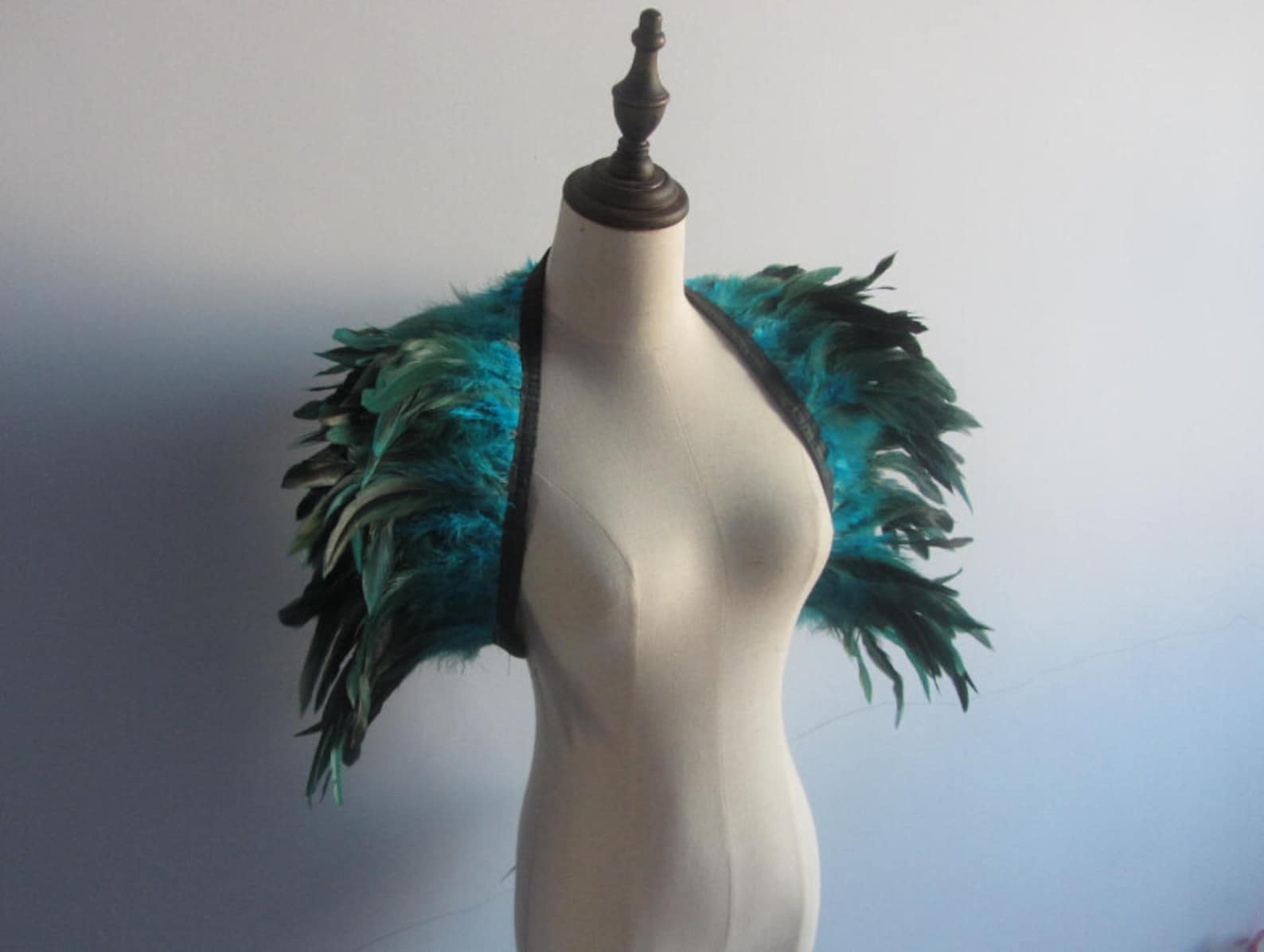 Turquoise Feathers SHAWL Shrug Shoulders Feathers Cape - Etsy