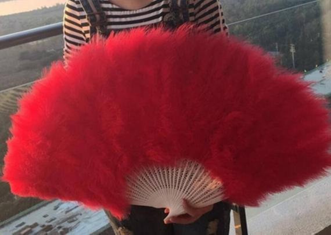 3050cm Red Feather Fan Burlesque Dance Feather Fan Bridal - Etsy