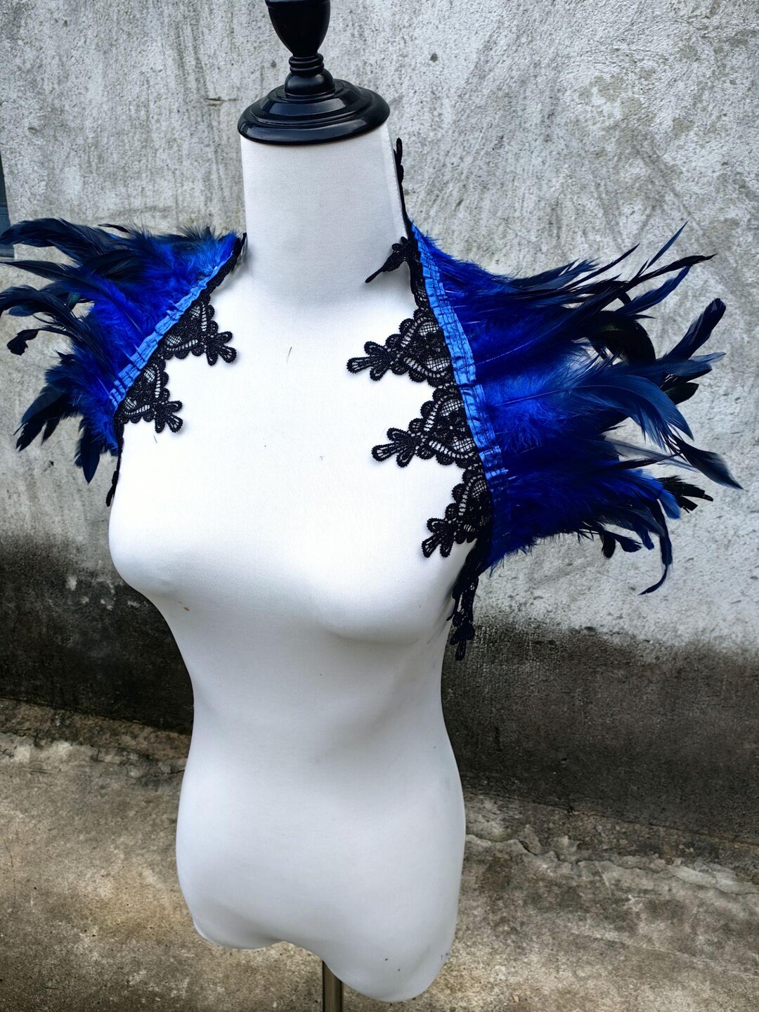 Royal Blue Feathers SHAWL Shrug Shoulders Feathers Cape Halloween ...