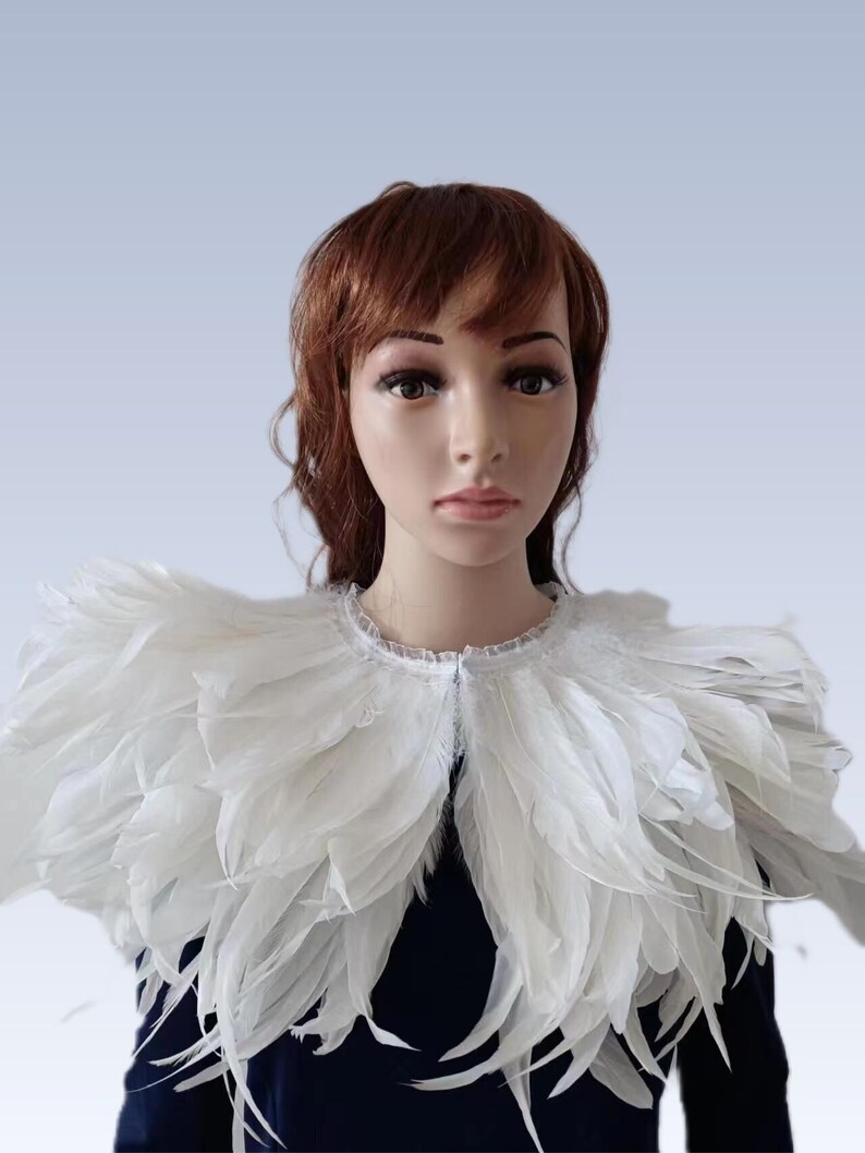 White Feathers SHAWL Shrug Shoulders Feathers Cape Halloween - Etsy