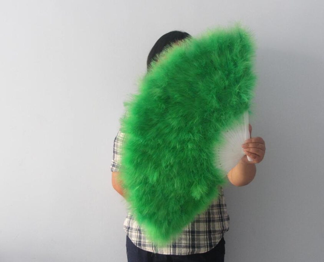 16*32inch Green Large Feather Fan Burlesque Dance Feather Fan Bridal ...