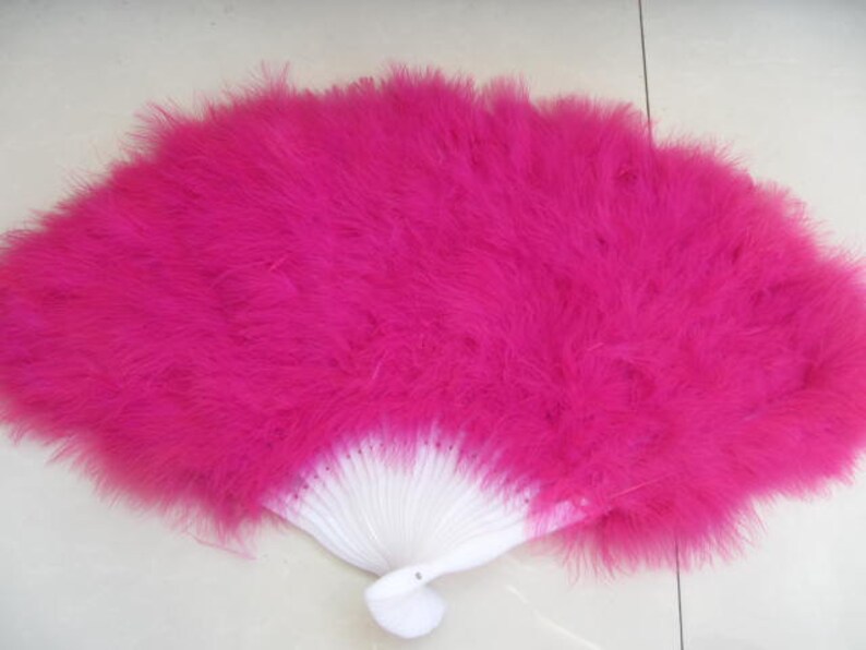 16*32inch Hot Pink Large Feather Fan Burlesque Dance Feather Fan Bridal ...