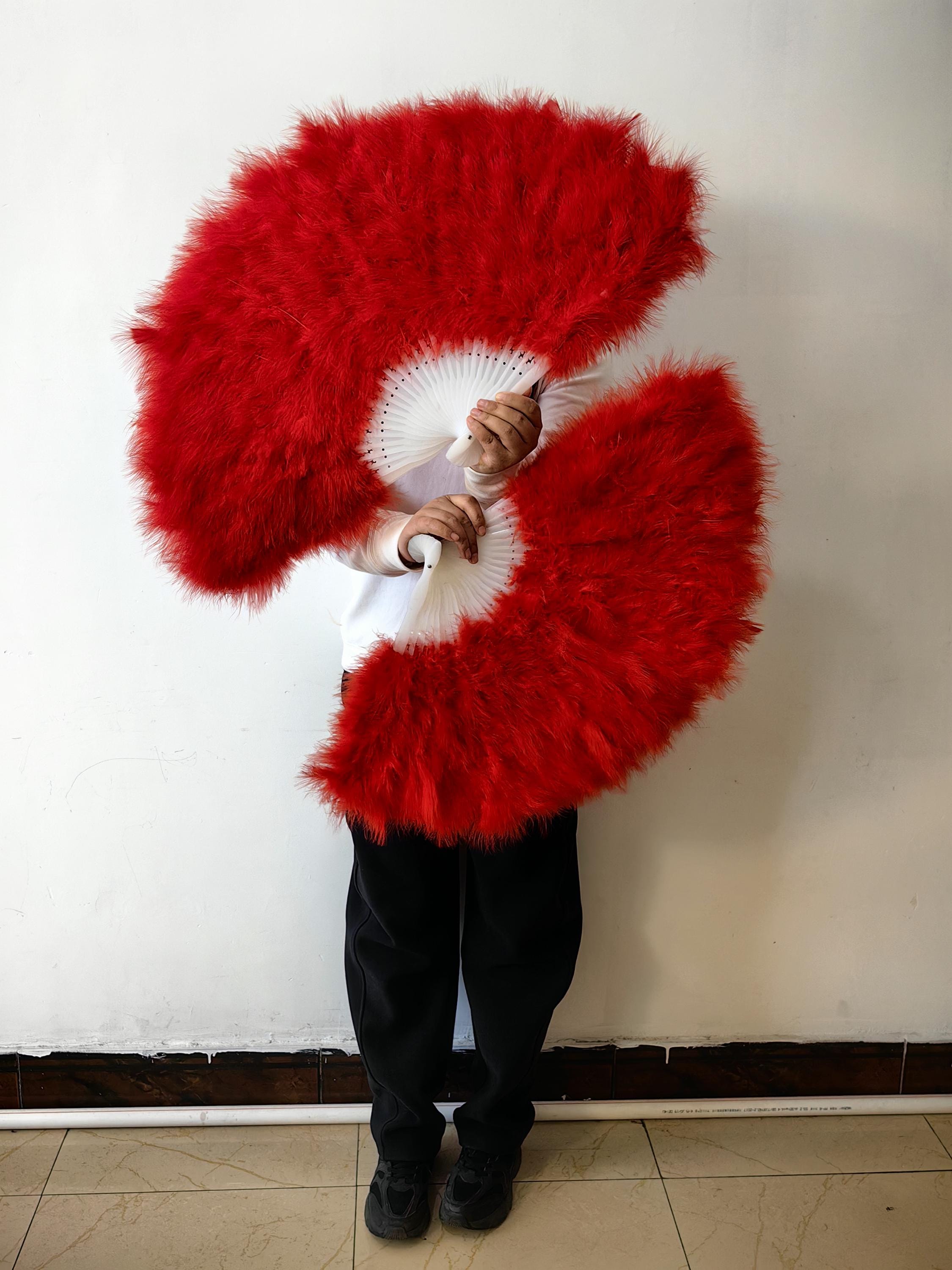 16*32inch Hot Pink Large Feather Fan for White Christmas Sister Fans ...