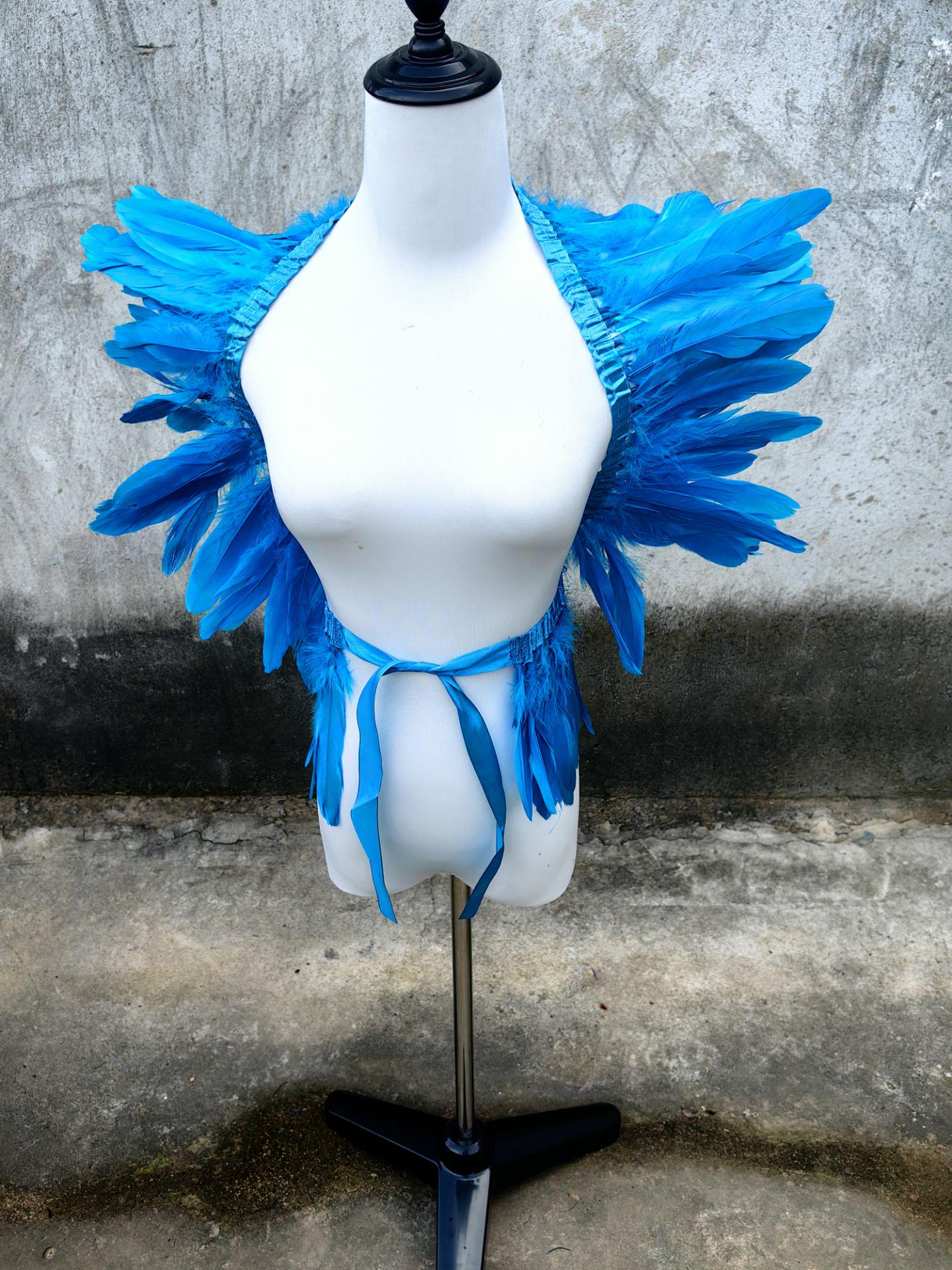 Turquoise Feather Burlesque Dance Costume Feathers SHAWL Shrug ...
