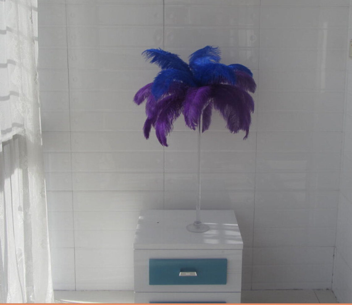 100 Royal Blue and Purple Ostrich Feather Plume for Wedding ...