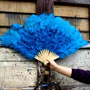 14*24inch Peacock White Large Feather Fan Burlesque Dance Feather Fan ...