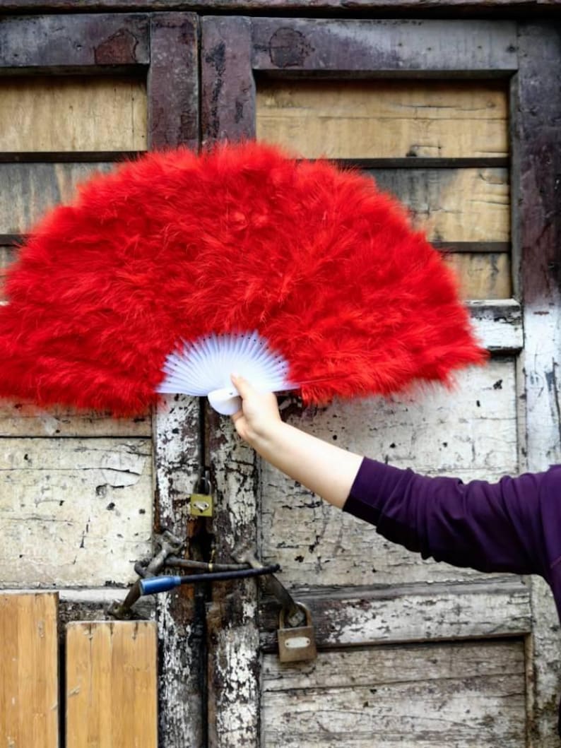 14*24inch Peacock White Large Feather Fan Burlesque Dance Feather Fan ...