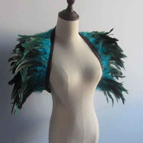 Turquoise Feathers SHAWL Shrug Shoulders Feathers Cape - Etsy