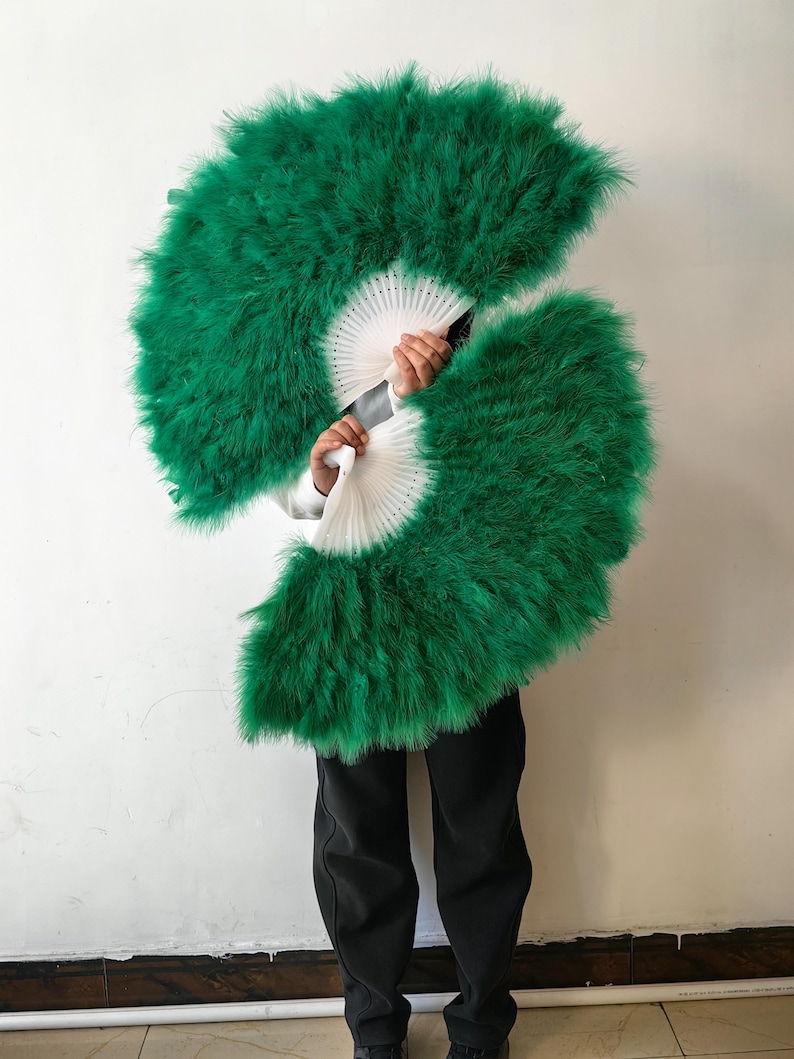 Large Feather Fan: White Burlesque Dance, Bridal Bouquet (16x32 Inch ...